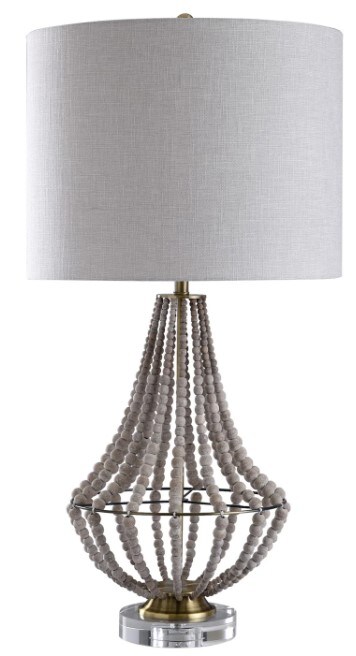 Whitewashed Wood Bead Table Lamp 36"H | Steinhafels
