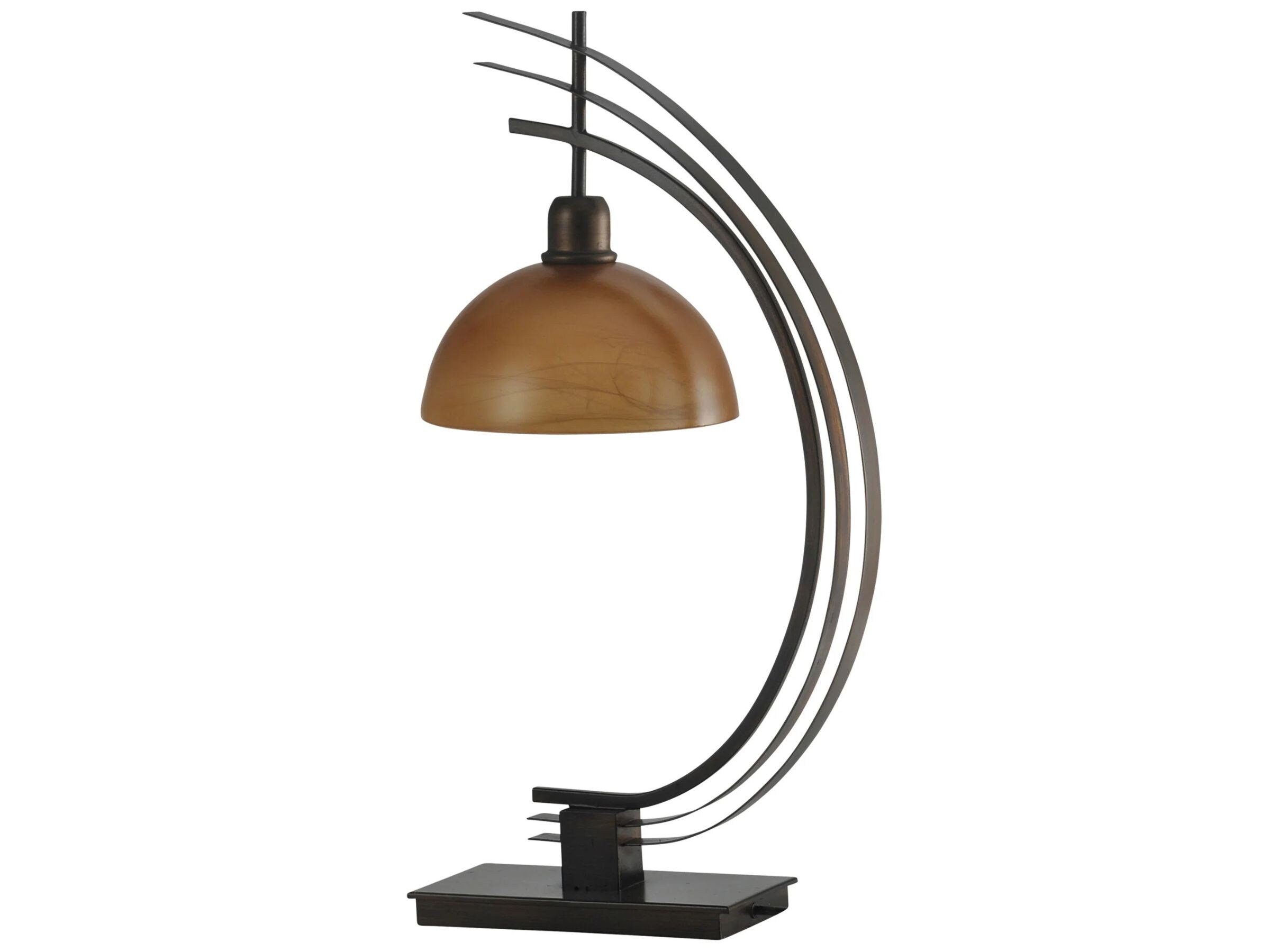 Amber Glass and Metal Arc Table Lamp 29"H | Steinhafels
