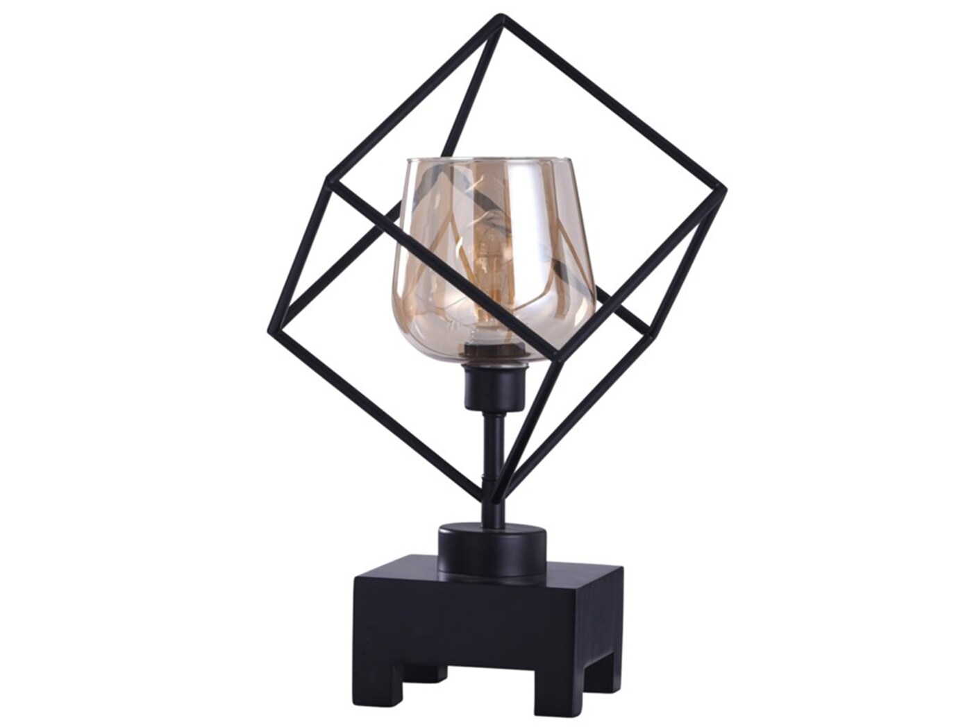Bronze Cube with Glass Shade Accent Lamp With Edison Bulb 20"H ...