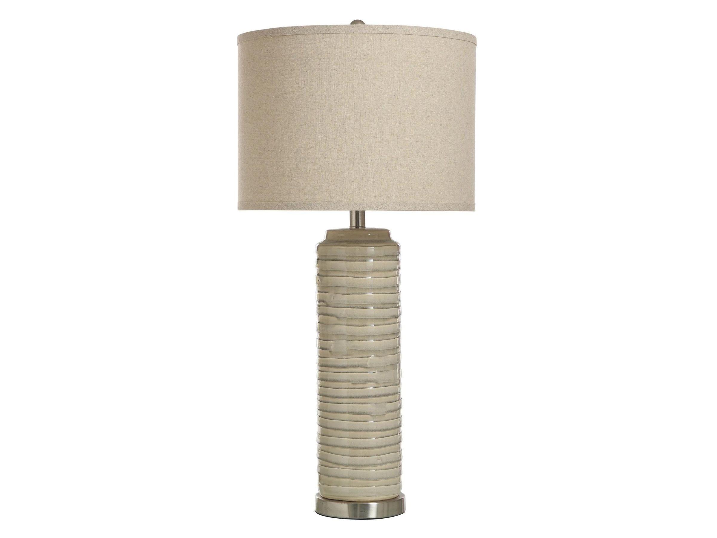 Cream Ceramic Column Table Lamp 30"H | Steinhafels