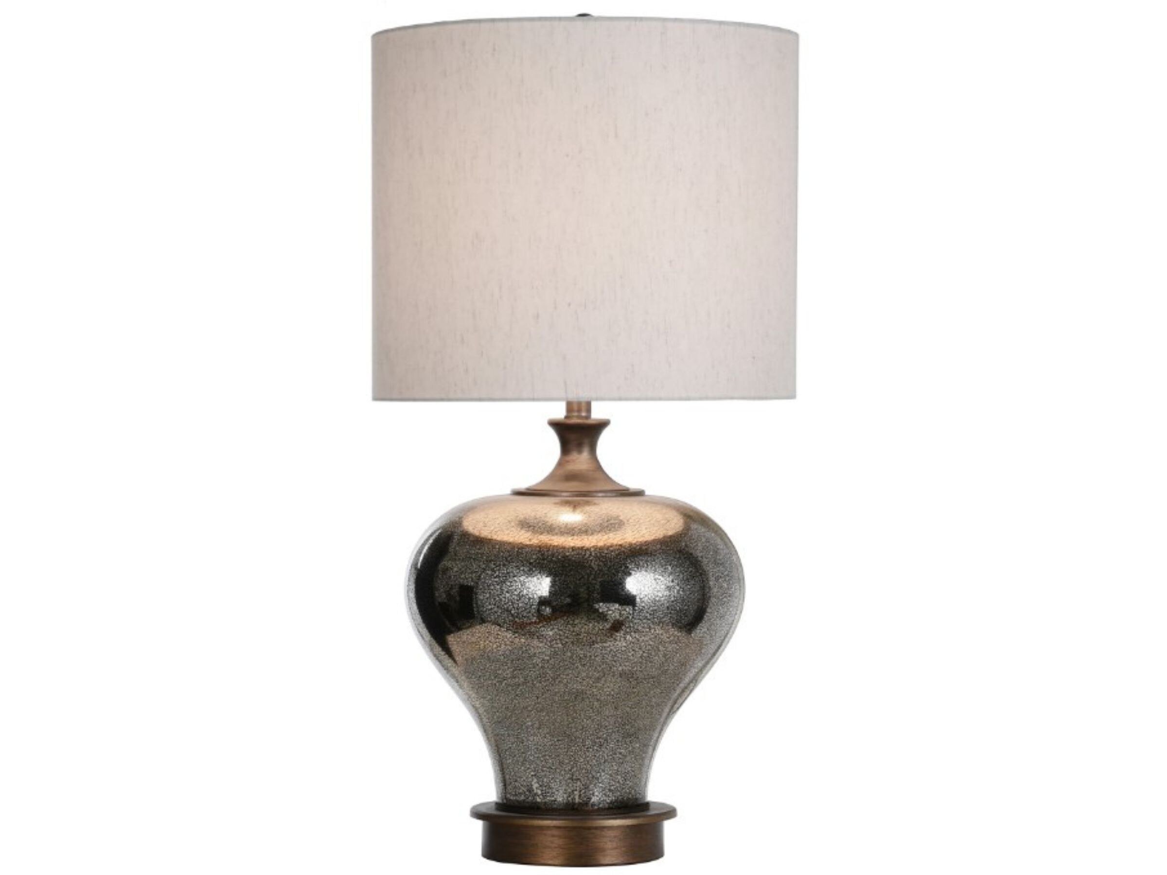 Mercury Glass and Bronze Metal Table Lamp 33 H