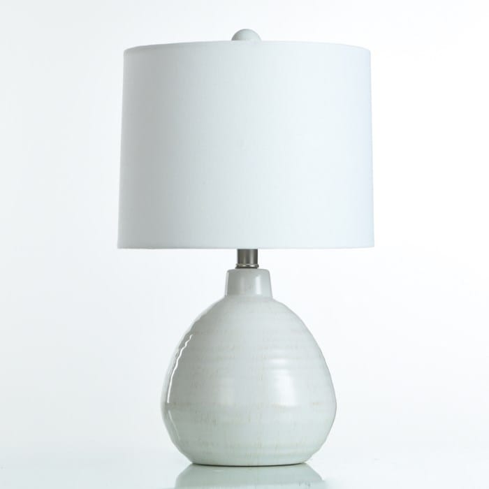 White Round Ceramic Table Lamp 21"H | Steinhafels