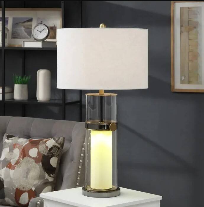 Double Glass Column Table Lamp 31h Steinhafels