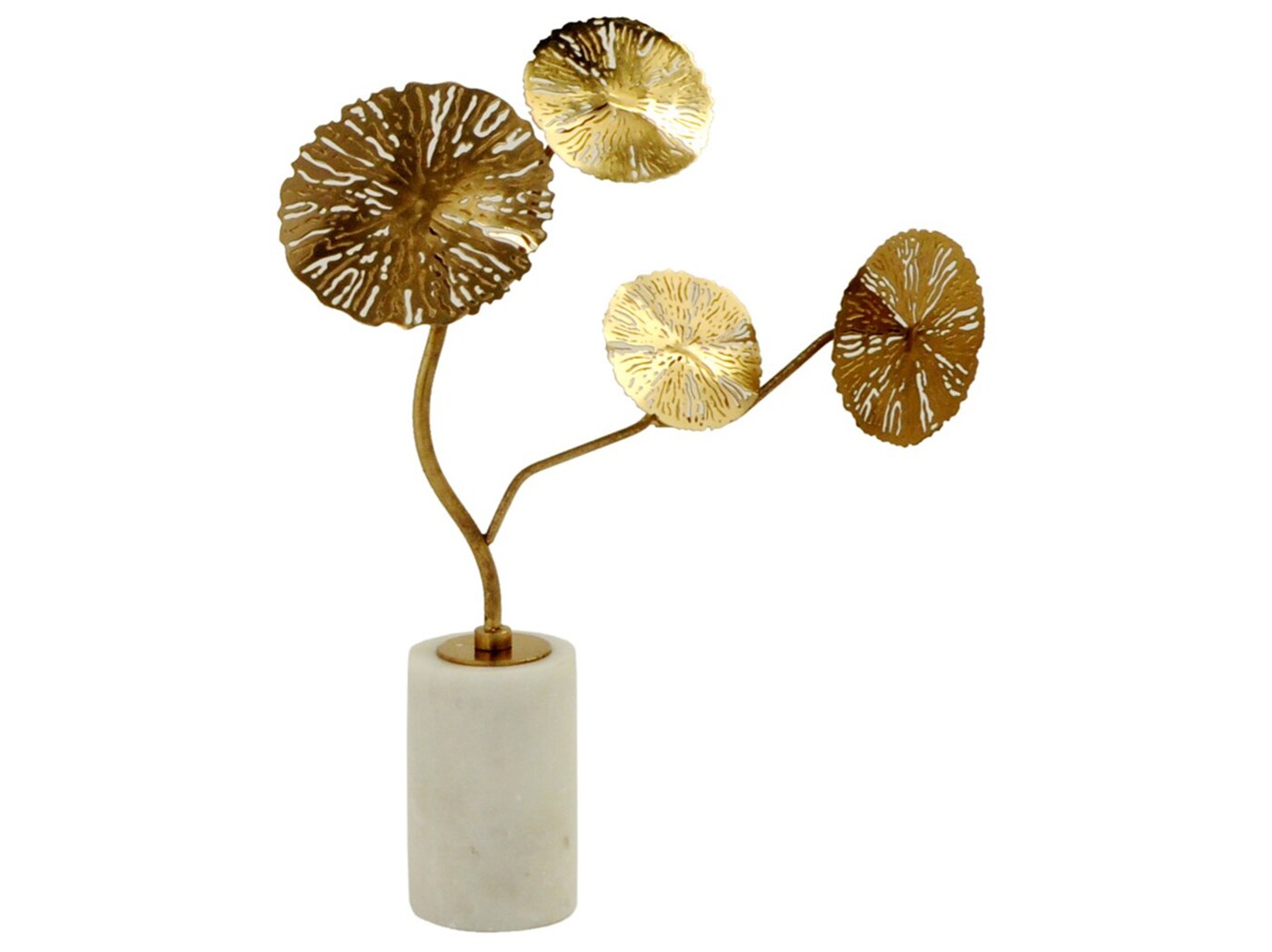Small Gold Metal Finish Flower Sculpture 3"W x 12"H | Steinhafels