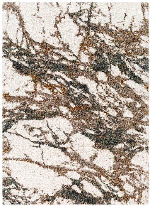 Celestial Shag Cream/Green/Mustard/Brown Area Rug 5'3"W x 7'L | Steinhafels