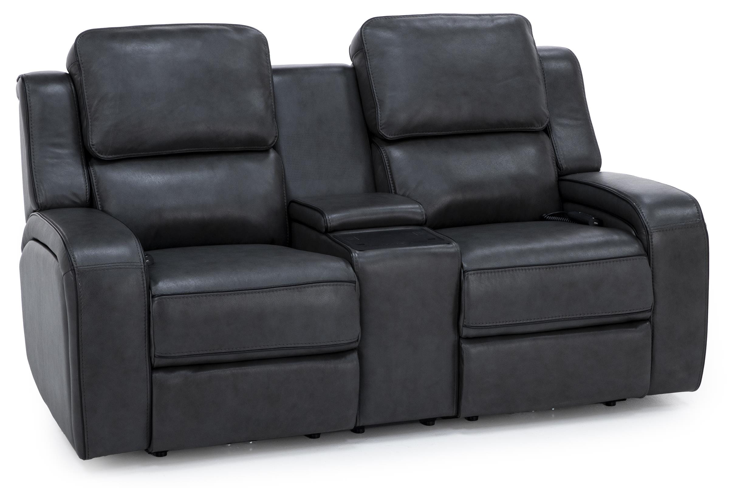 Liam Leather Fully Loaded Zero Gravity Console Reclining Loveseat With ...