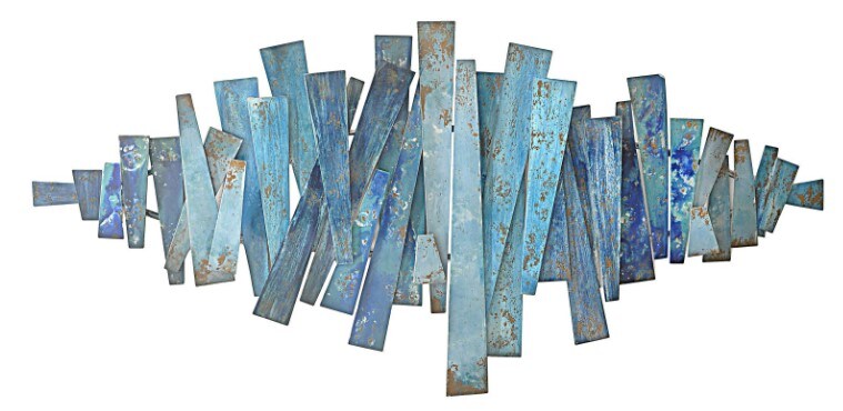 Blue Metal Abstract Wall Art 51"W x 24"H | Steinhafels