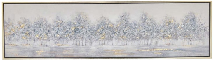 Grey and Gold Treeline Framed Oil Painting 71"W x 20"H | Steinhafels