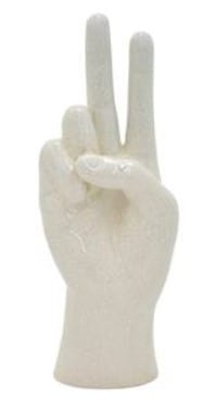White Hand Peace Sign Sculpture 3.75"W x 9.75"H | Steinhafels