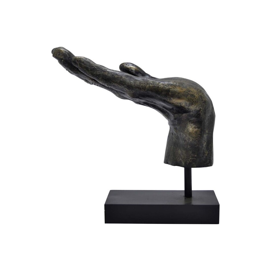 Bronze Hand Out On Base Sculpture 14"W x 14"H | Steinhafels