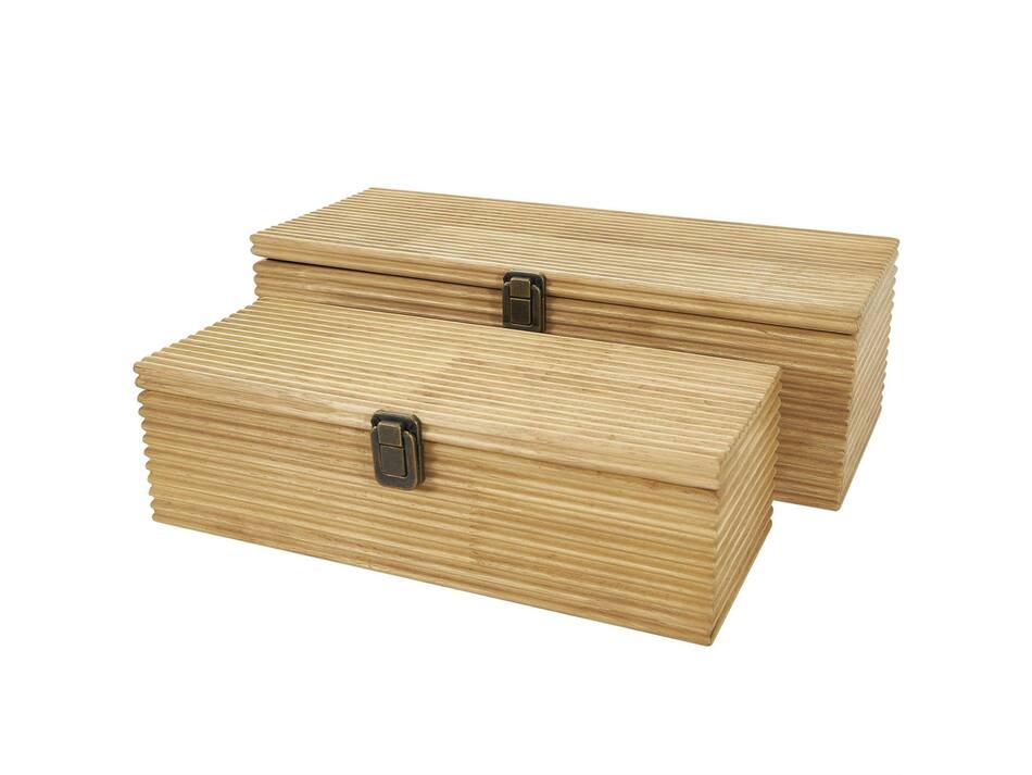 Set of 2 Natural Wood Boxes 16/19" | Steinhafels