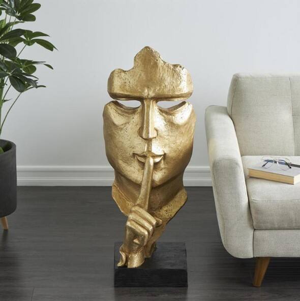 Gold Face Sculpture 14"W x 40"H | Steinhafels