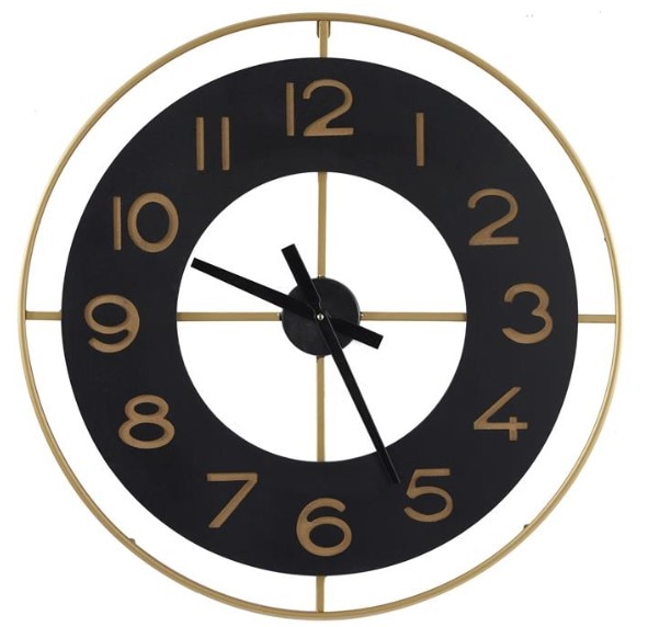 Black and Gold Metal Wall Clock 28" Round | Steinhafels