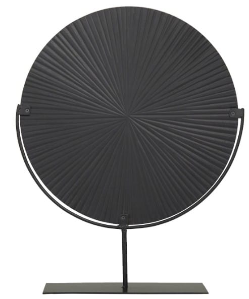 Black Wood Disc On Stand 18"W x 23"H | Steinhafels