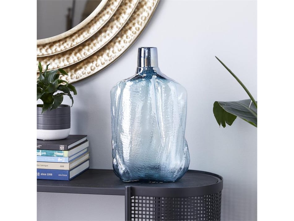 Tall Blue Glass Vase 10"W x 16"H | Steinhafels