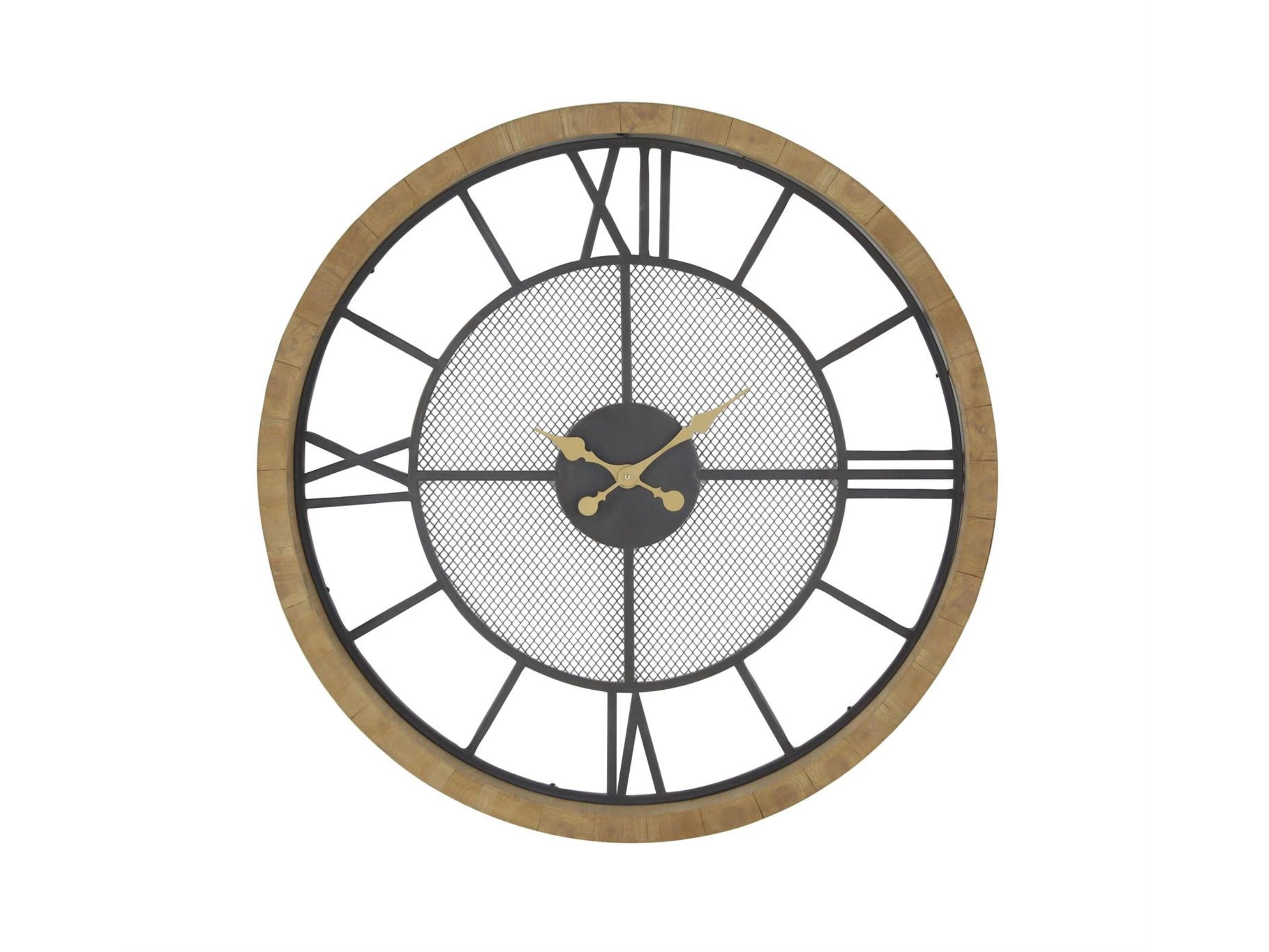 Wood and Metal Screen Wall Clock 40" Round | Steinhafels