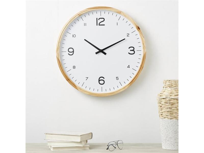 Natural Wood Frame Wall Clock 23" Round | Steinhafels