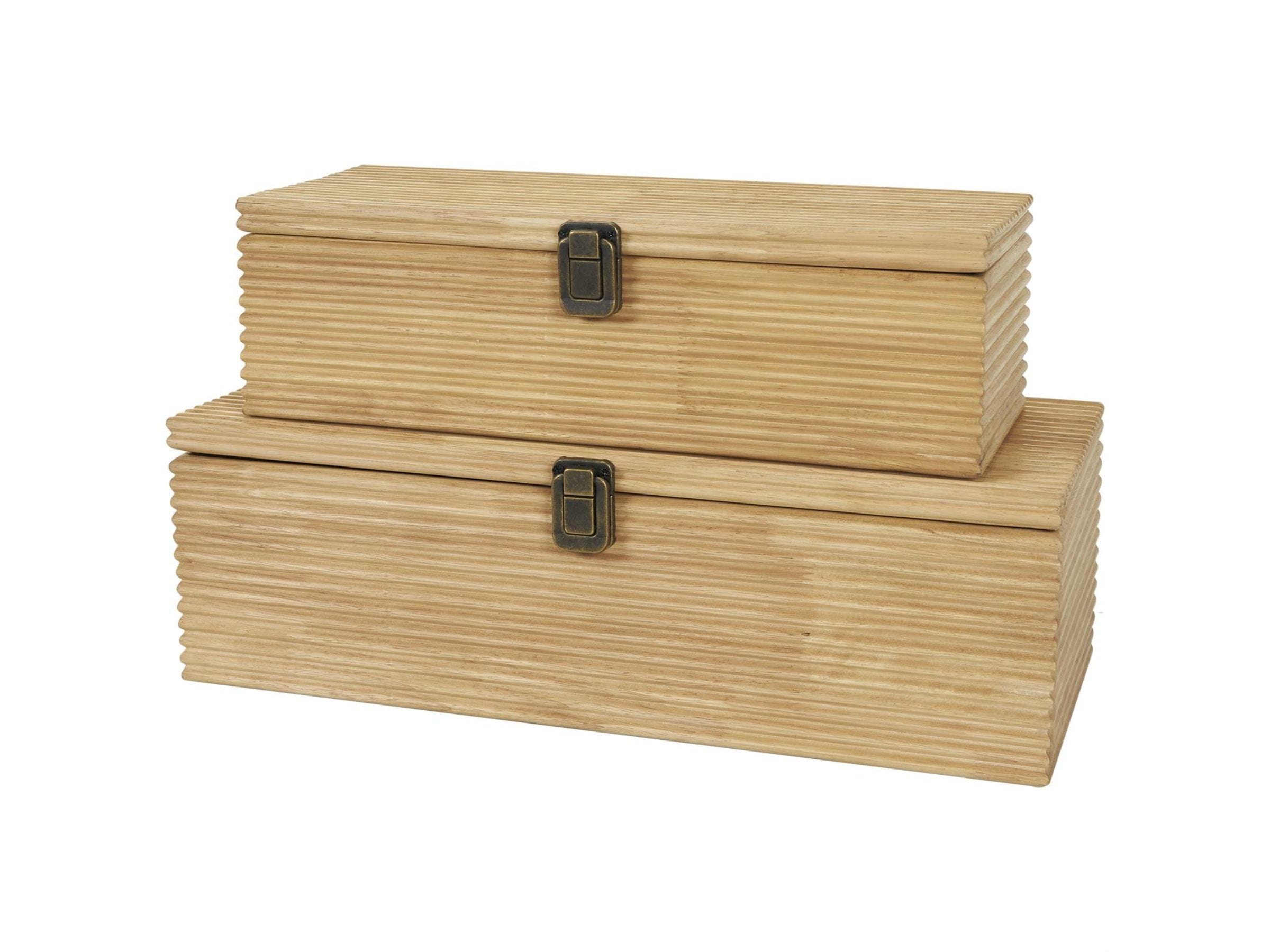 Set of 2 Natural Wood Boxes 16/19" | Steinhafels