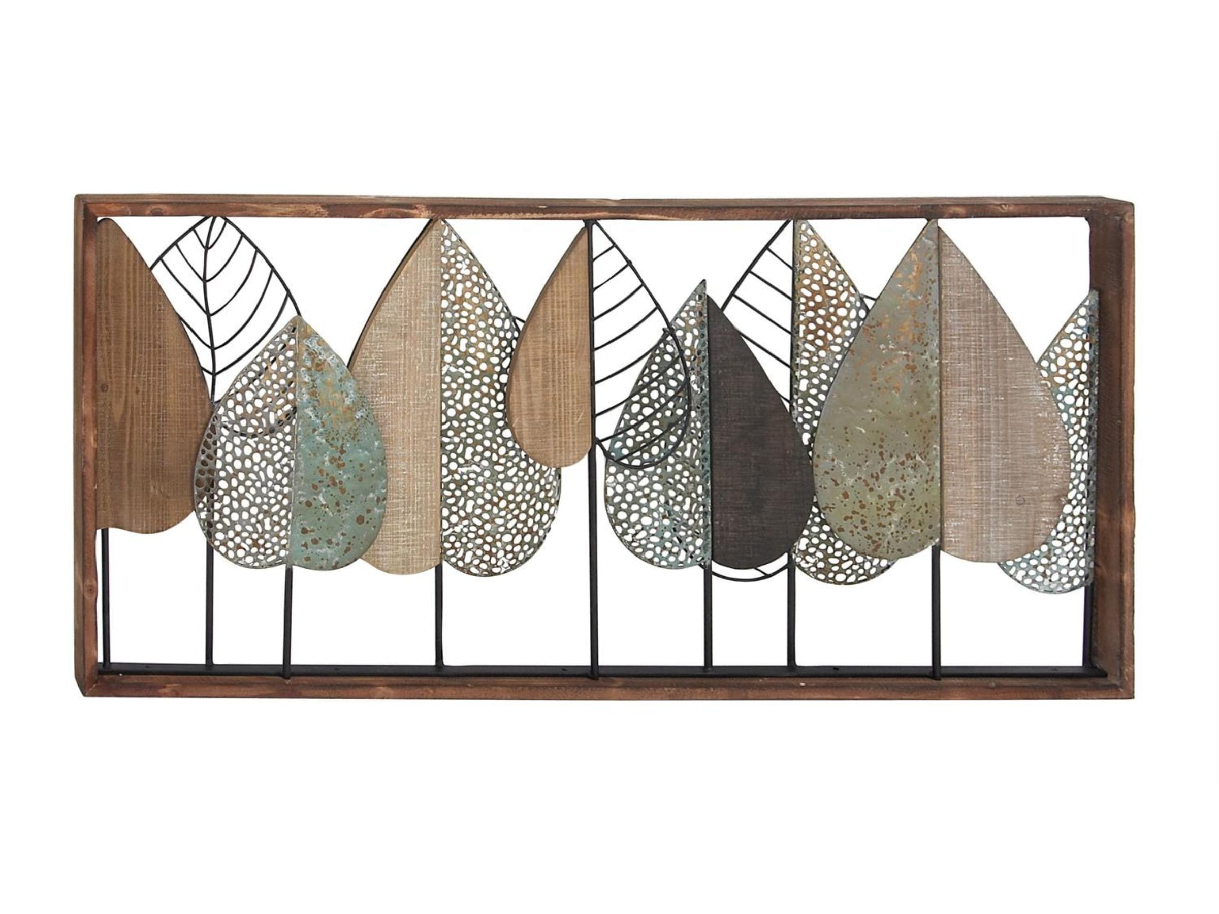 Metal and Wood Trees Modern Wall Decor 47"W x 22"H | Steinhafels