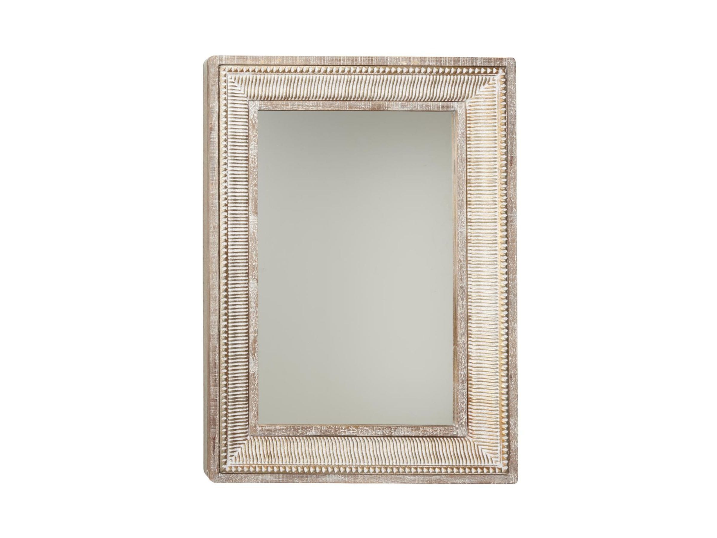 Whitewash Metal and Wood Wall Mirror 31"W x 43"H | Steinhafels