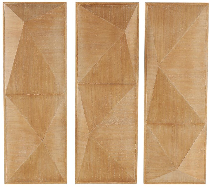 Set of 3 Wood Geo Wall Panel Art 12"W x 35"H | Steinhafels