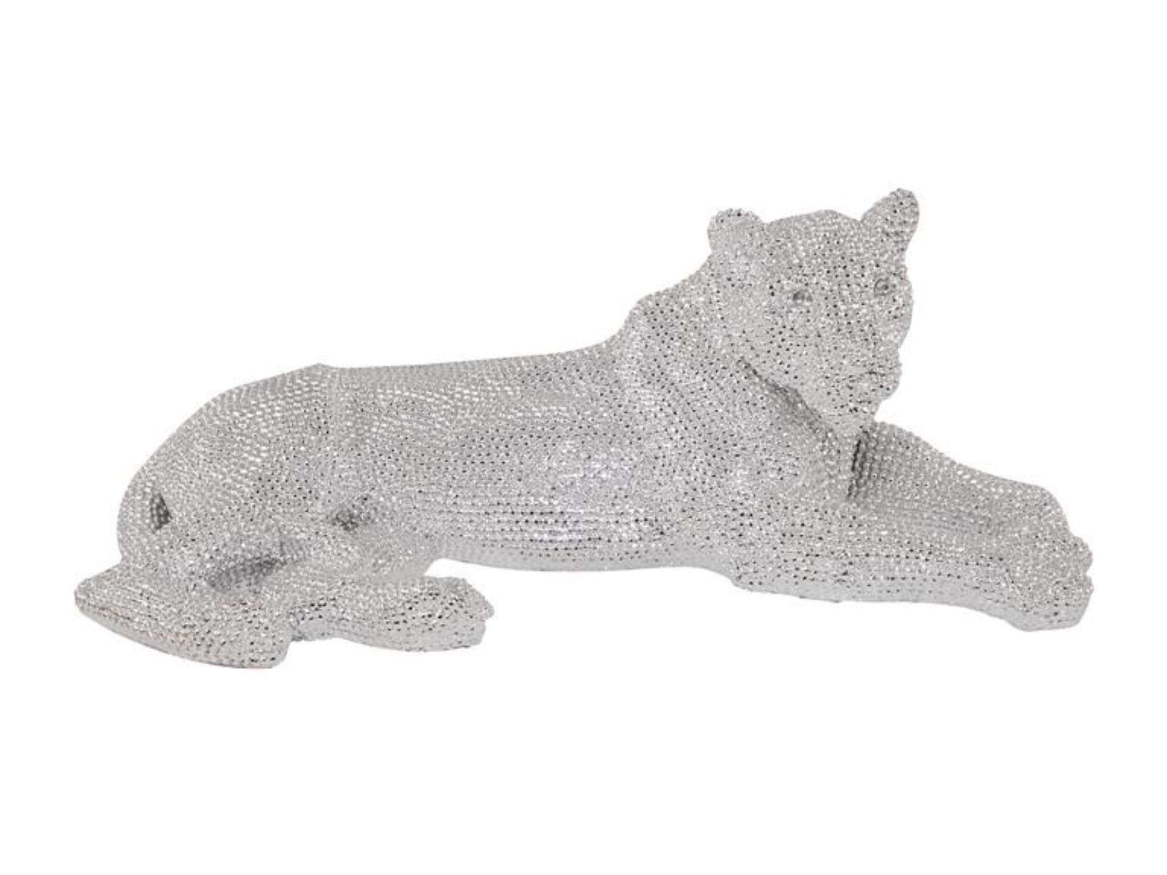 Silver Bling Laying Leopard 39"W x 14"H | Steinhafels