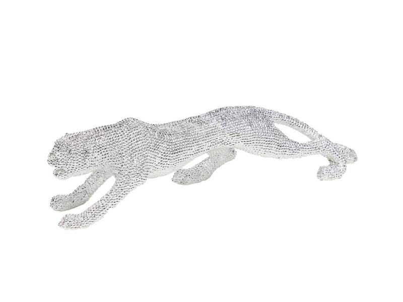 Silver Bling Leopard Statue 23"W x 6"H | Steinhafels
