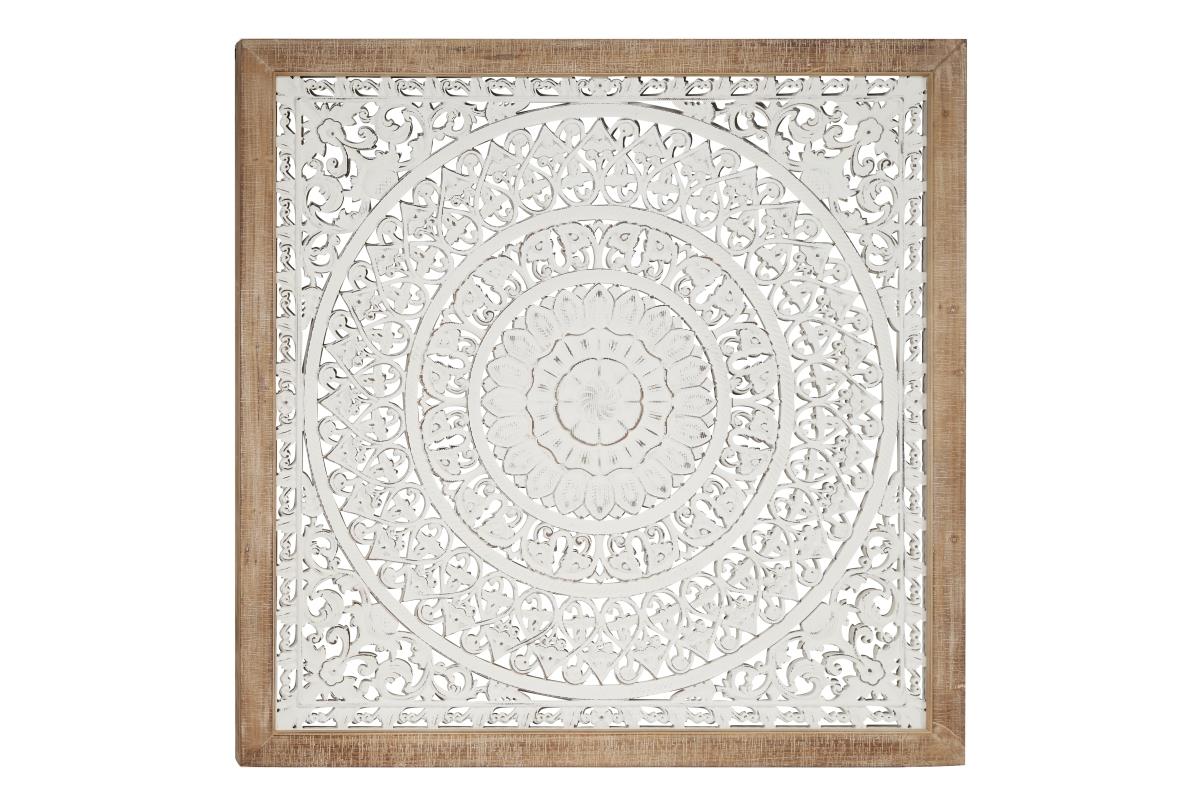 White Carved Wood Wall Plaque 47"W x 47"H | Steinhafels
