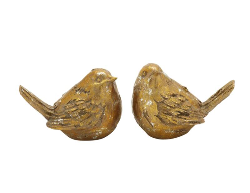 Set of 2 Gold Bird Statues 8"W x 6"H | Steinhafels