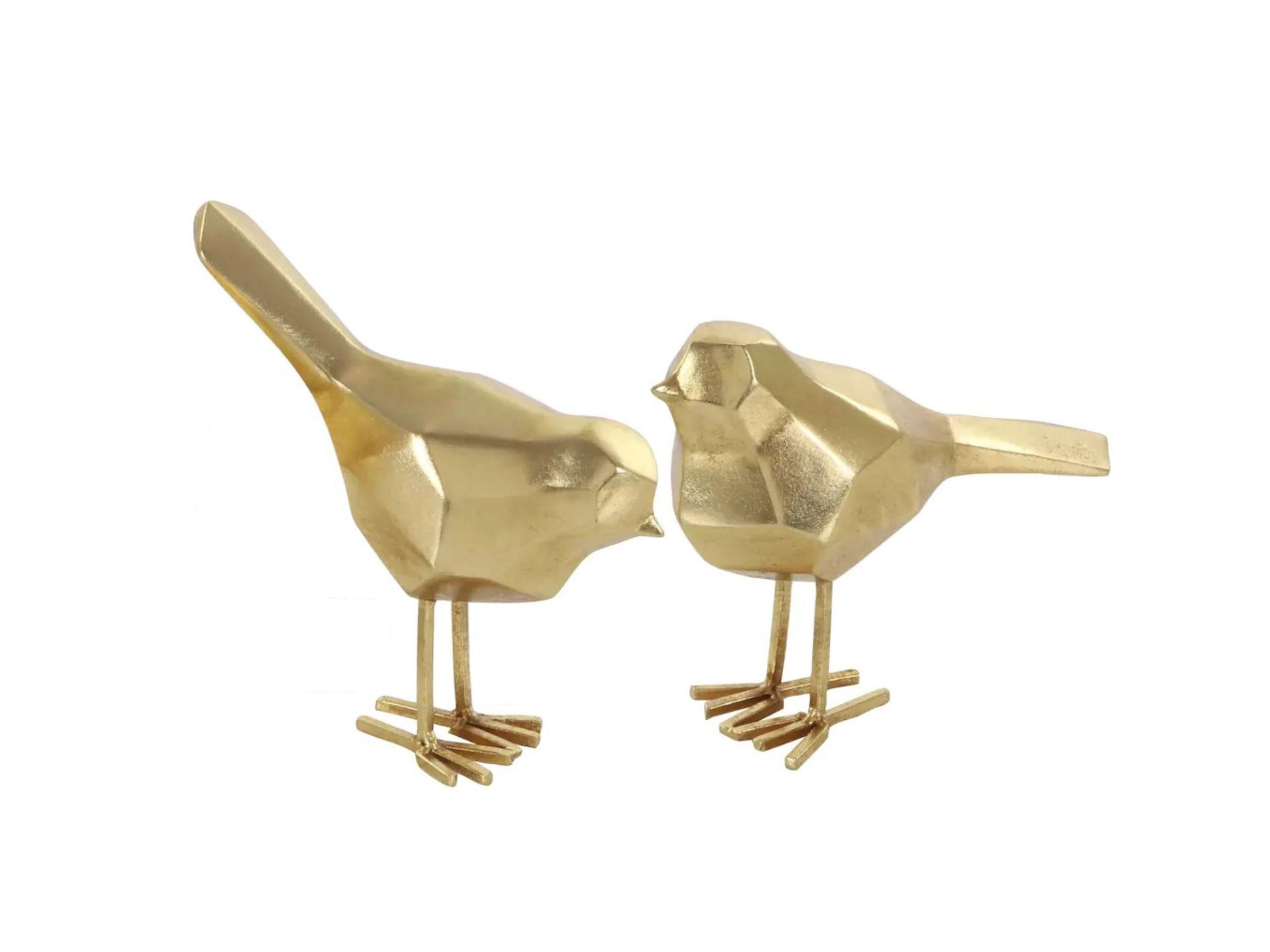 Set of 2 Gold Metal Bird Sculptures 7/8"H | Steinhafels