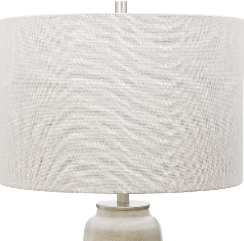 White Crackle Brown Ribbed Ceramic Table Lamp 27"H | Steinhafels