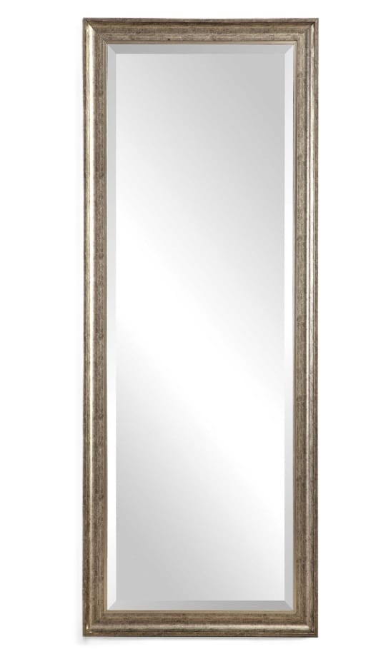 Burnished Silver Finish Beveled Leaner Mirror 30"W x 78"H | Steinhafels